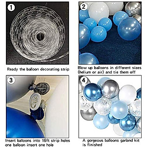 104pc Blue Balloon Arch Garland Kit Blue and Silver Balloons Navy Royal Blue Ballon Silver Metallic Balloons For Baby Shower Blue Birthday Balloon Wedding Party Decorations Supplies