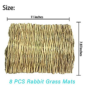 kathson Grass Mats for Rabbit,Bunny Natural Handcrafted Woven Bed Small Animal Hay Bedding Nest Rabbits Chew Toy Bedding for Guinea Pig Chinchillas Dogs Hamsters(8 PCS)