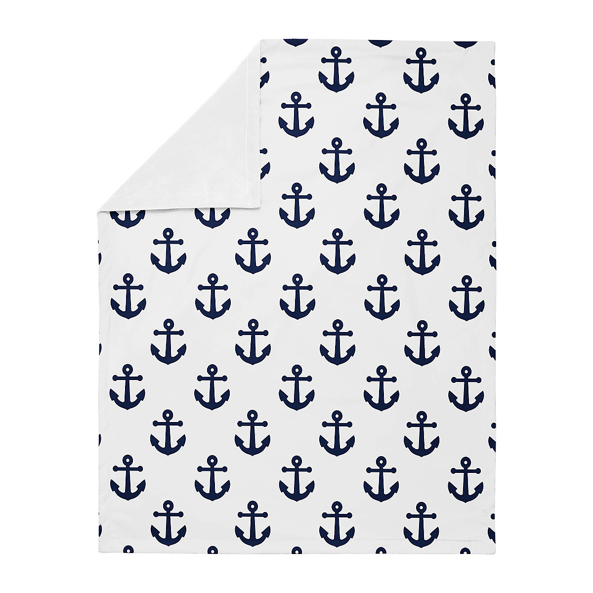 Sweet Jojo Designs Navy Blue White Anchors Baby Boy Girl Blanket Receiving Security Swaddle for Newborn Toddler Nursery - Nautical Theme Ocean Sailboat Sea Marine Sailor Anchor Unisex Gender Neutral