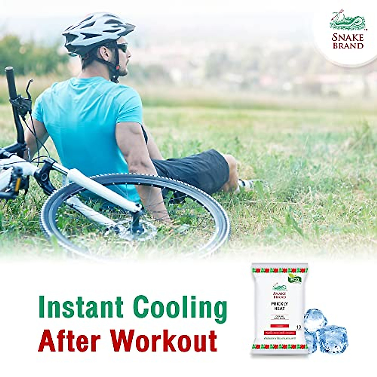 Snake Brand Cooling Body Wipes Instant Ice Eco Friendly Tissue Relaxing Original Classic Scent, 3 Packs x 10 Sheets - Daily Use Body Wipes