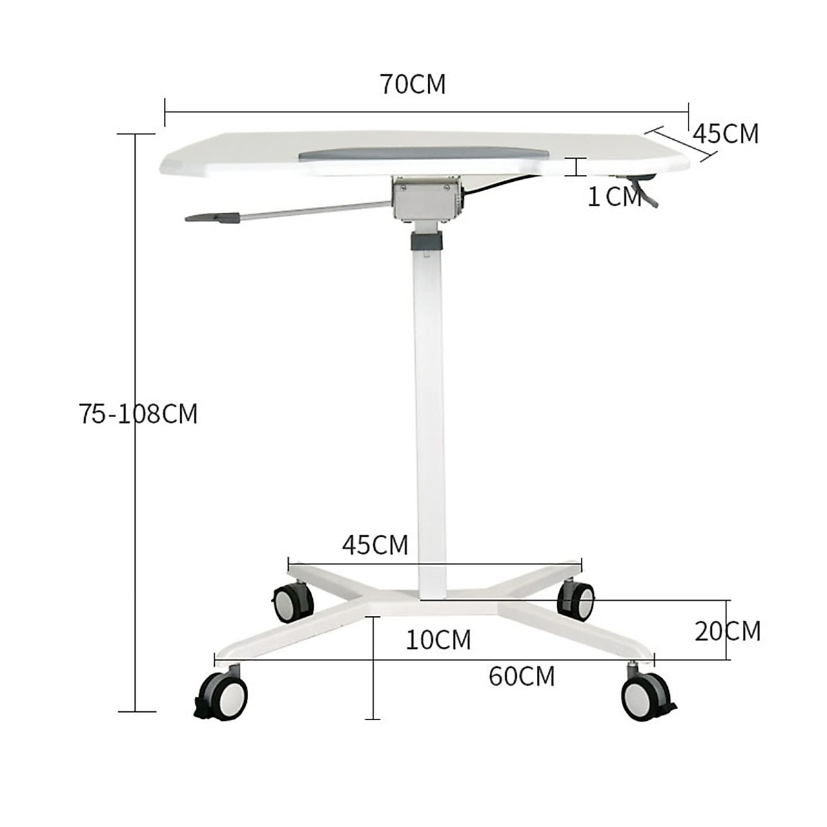 MObyat Lectern Podium Stand,Lectern Podium Stand,Mobile Lecture Podium Stand, Height and Angle Adjustable, Portable Presentation Concert Podium for Church and Classroom/White/Height 75/108cm