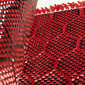 KARBXON - 4 in x 10 ft – Beehive Weave - Carbon Fiber Aramid Fabric - Red - 3K - 240g/meter - Beehive Weave 4” Wide Hemmed Fabric for Repair, DIY Projects (4, 10 ft)