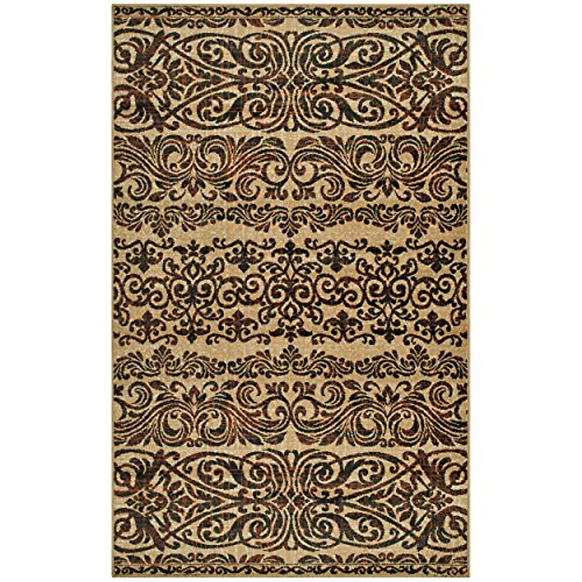 SUPERIOR Sheffield Modern Oriental Damask Polypropylene Indoor Area Rug, 8' X 10' Gold