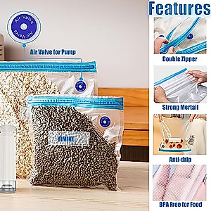 Sous Vide Bags,20pcs Reusable Vacuum Sealer Bags Kit,15 Mixed Sizes BPA Free Zipper Bags for Food,4 Sealing Clips,1 Hand Pump for Food Storage and Sous Vide Cooking