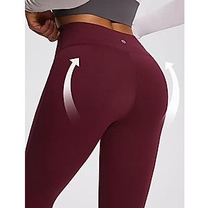 baleaf Leggings for Women Fleece Lined Thermal Warm Winter Tights High Waisted Thick Yoga Pants Cold Weather Inner Pocket Ruby Wine S