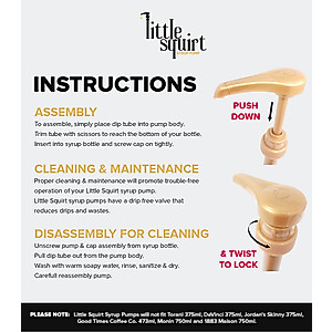 Coffee Syrup Pump Dispenser Fits 750ml Torani, DaVinci, Jordan's Skinny (Monin 33.8oz Plastic Bottles)