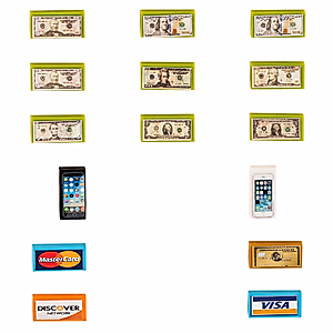 Building Bricks ATM Piggy Bank with Custom Bank Money Cash Bills Credit Cards Smart Phones-Personal ATM for Kids- Boys Girls Birthday Gift Toy