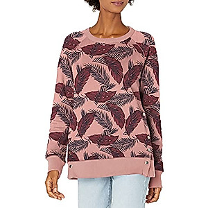 JAG Jeans Women's Kristen Side Snap Crew Pullover-Legacy, Misty Rose Print, L