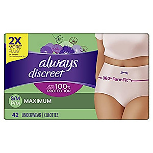 Always Discreet Incontinence Underwear for Women Maximum Absorbency, S/M, 42 Count