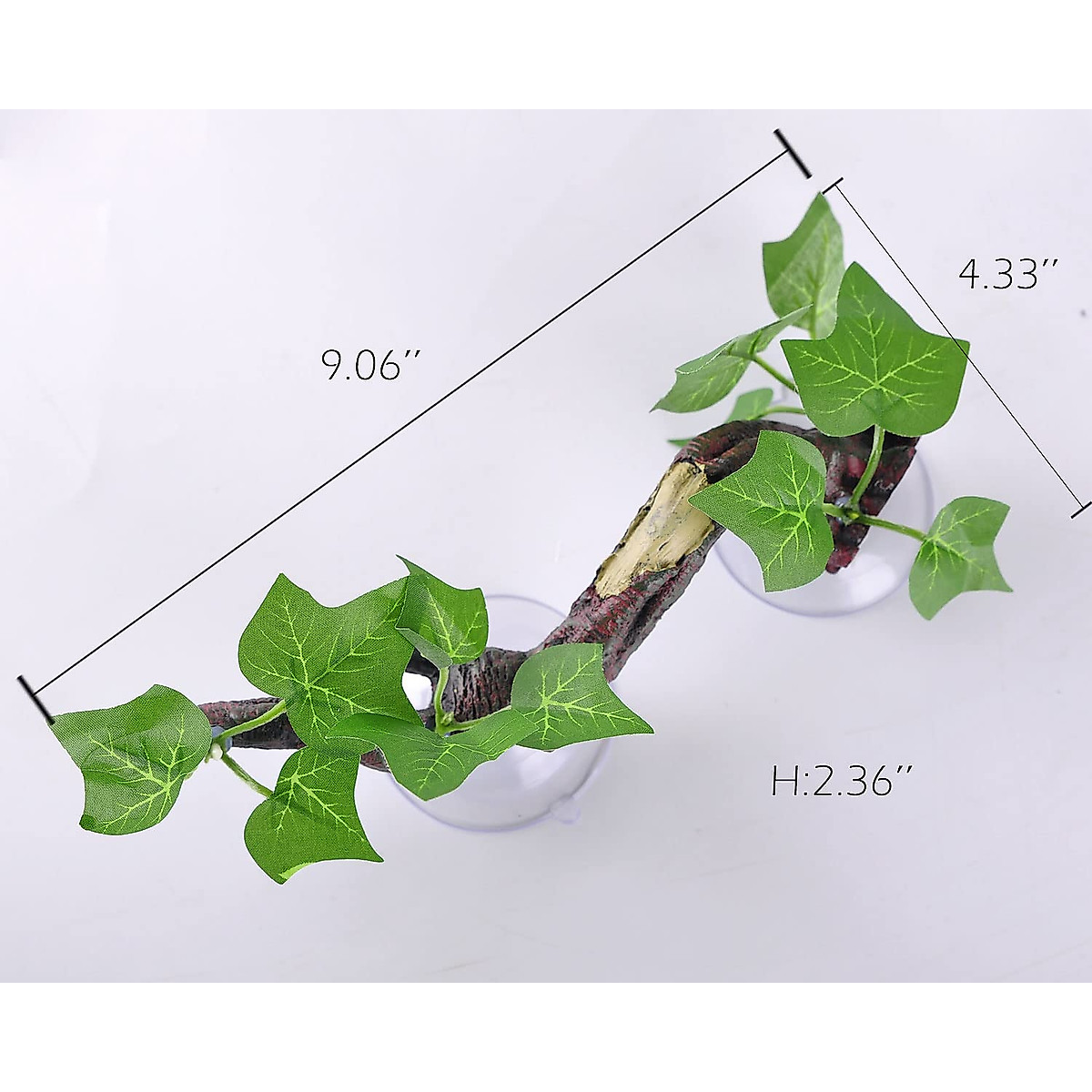 IBWell Resin Reptile Corner Branch Terrarium Plant Decoration with Suction Cup for Amphibian Lizard Snake Climbing Ornament