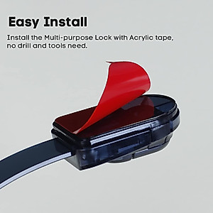 EUDEMON 3 Pack Child Safety Locks, Childproof Strap Locks for Drawers, Fridges, Toilets, Cupboards, Ovens, Cabinets, Multi Use Baby Cabinet Latches, Easy to Install, No Drilling (Clear-Black)