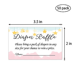 Antgiftshop Little Star Baby Shower Diaper Raffle Cards, Twinkle Little Star Diaper Raffle Ticket, Gender Neutral Baby Shower Girl or boy Diaper Raffle Tickets.