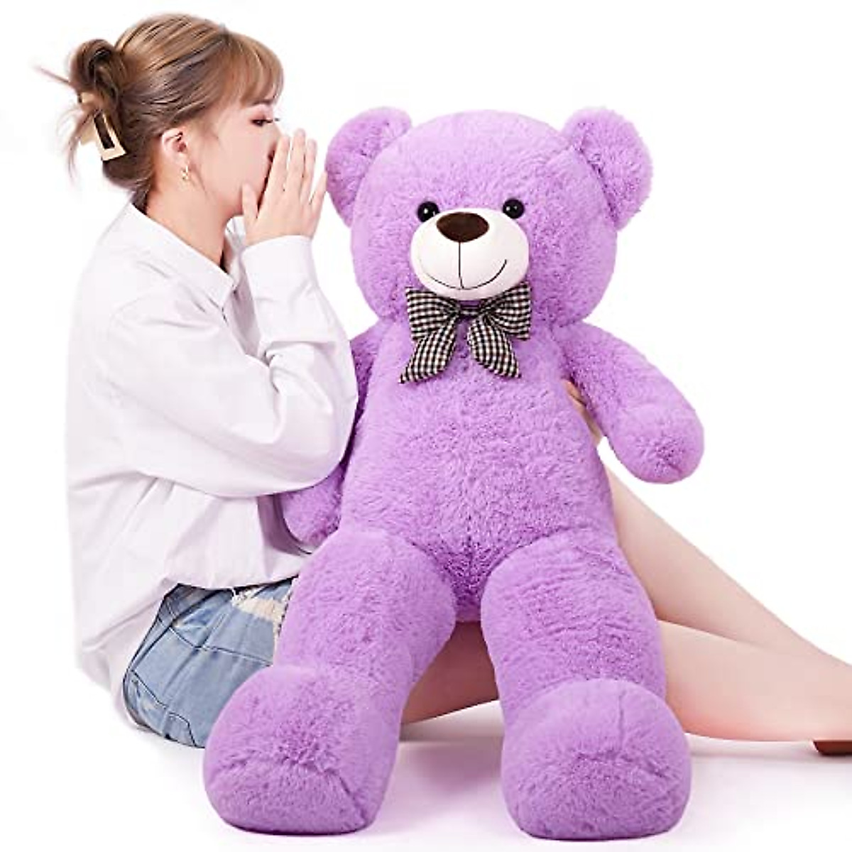 SNOWOLF 1.2M Giant Teddy Bear Plush Toy 4ft Big Cuddly Stuffed Animals Doll Gift for Valentines Kids Girlfriend (Purple, 47 in/120cm)