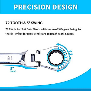 BANG 4 BUCK Metric Ratchet Wrench Set Double Box End Flex Head Ratcheting Wrench Roll for Craftsman, 8-19mm Standard Wrench Set Chrome Vanadium Steel Gear Wrench with Organizer Pouch, 6-Piece