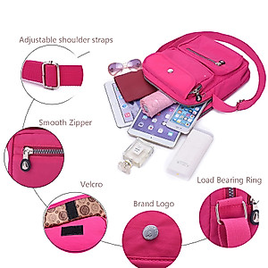 KARRESLY Women Crossbody Bag Shoulder Handbags Small Nylon Purse Waterproof Multi Pockets Bags(Purple)