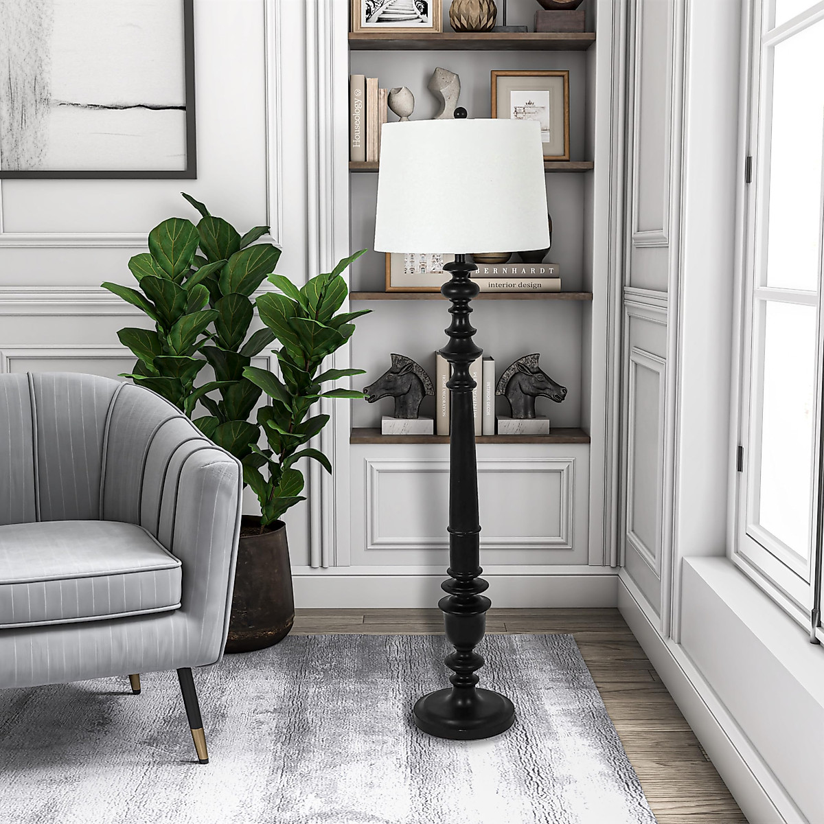 Decor Therapy Benjamin Traditional Floor Lamp, Satin Black