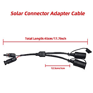 JINKAIMING Solar Panel Connector MC-4 Cable with Dual Cigarette Lighter Socket Female Seat Extension Cord with Cap 12V-24V 14AWG for Solar Generator Portable Power Station