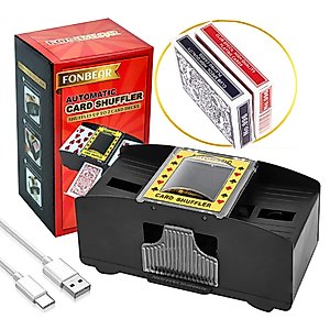 FONBEAR 2 Deck Automatic Card Shuffler - USB & Battery-Operated Electric Shuffler (Playing Card Included) - Great for Home & Tournament Use for Classic Poker & Trading Card Games