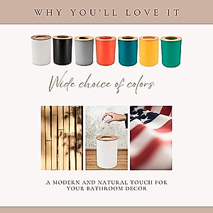 Evideco French Home Goods Black Bathroom Trash Can Padang Bamboo Top 1.3 Gal - Stylish and Sustainable 5L Waste Solution