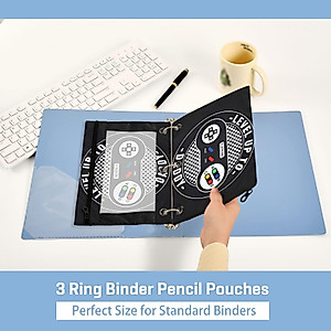 WIFIU Joystick Gamepad Console Pencil Pouch for 3 Ring Binder Pockets Clear Window Pencil Bag with Smooth Zipper Level Up To Daddy Quote Pencil Case for Organization Office Supplies Cosmetics 2 Pack