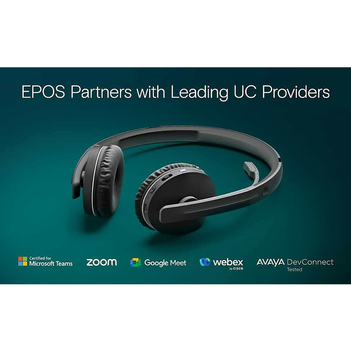 EPOS Adapt 260 - Dual Sided Headset, Wireless, Dual-Connectivity Bluetooth, USB-A Dongle Included, UC Optimized and Microsoft Teams Certified, Black