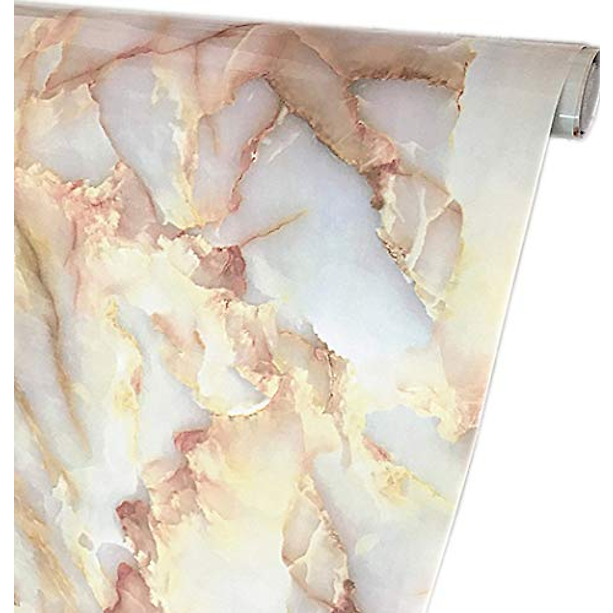 Teemall Self Adhesive Jade Look Marble Gloss Film Contact Paper Waterproof Shelf Liner Drawer Cabinet Sticker 15.6inch by 78inch