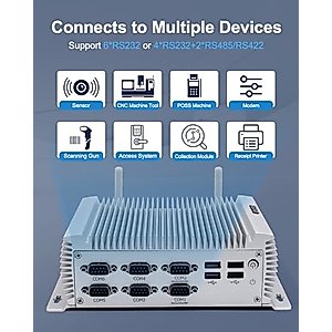 BASOARO Industrial Mini PC Windows 10, Fanless Desktop PC, Core i7 4500U, 8GB RAM 256GB SSD, 2 Gigabit Ethernet, HD, VGA, RS232/RS485 COM Port, 4 USB3.0, 4 USB2.0, WiFi, BT
