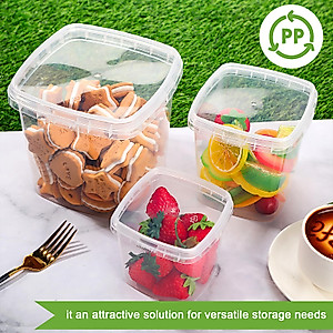 Sliner 60 Sets Square Deli Containers with Lids Clear Food Storage Containers Plastic Freezer Microwaveable Safe Deli Cups Leak Proof Airtight Meat for Restaurant(64oz, 32oz, 16oz)