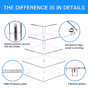 YestBuy 3 Tier Shelf Cake Pop Stand (Blue) + 5 TierPremium Cupcake Holder, Acrylic Cupcake Tower Display, Cady Bar Party Décor, Acrylic Display for Pastry Weddings, Birthday (Blue)