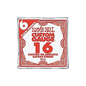 Ernie Ball Nickel Plain Single Guitar String .016 Gauge 6-Pack