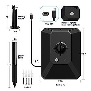5W Solar Panels Compatible with Eufycam 2/2 Pro/2C/2C Pro/E, Waterproof Solar Powered Battery Charger for EufyCam with Visual LED Indicator, Wall Mounting Bracket Ground Stake -13ft Cable