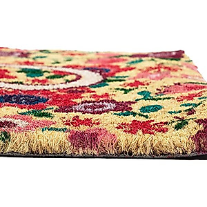 Juvale Natural Coir Hello Spring Door Mat for Front Door Entry, Floral Welcome Non-Slip Rug (30x17 in)