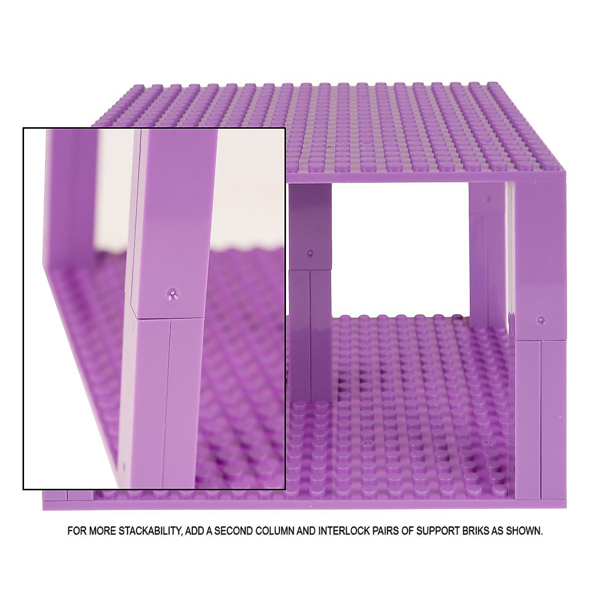 Strictly Briks Compatible with Lego 4 Pack Classic Stackable Baseplates 10x10 in, Building Bricks Plates with 32 x 32 Studs, Towers, Shelves, 4 Plates & 30 Stackers, Lavender