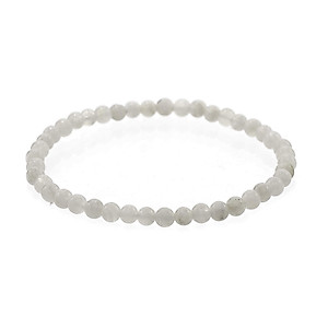 LTC Designs Glossy 4mm Round Moonstone Stretch Bracelet, 6.5"