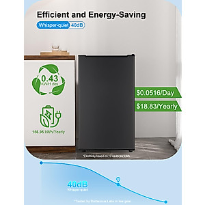 Upright Freezer, 3.2 Cu Ft Mini Small Deep Freezer for 1-2 People, Portable Compact Freezer with 3 Plastic Baffles, 4D Cooling & 40dB Ultra-Quiet, Fast Freeze (-13°F) - Black