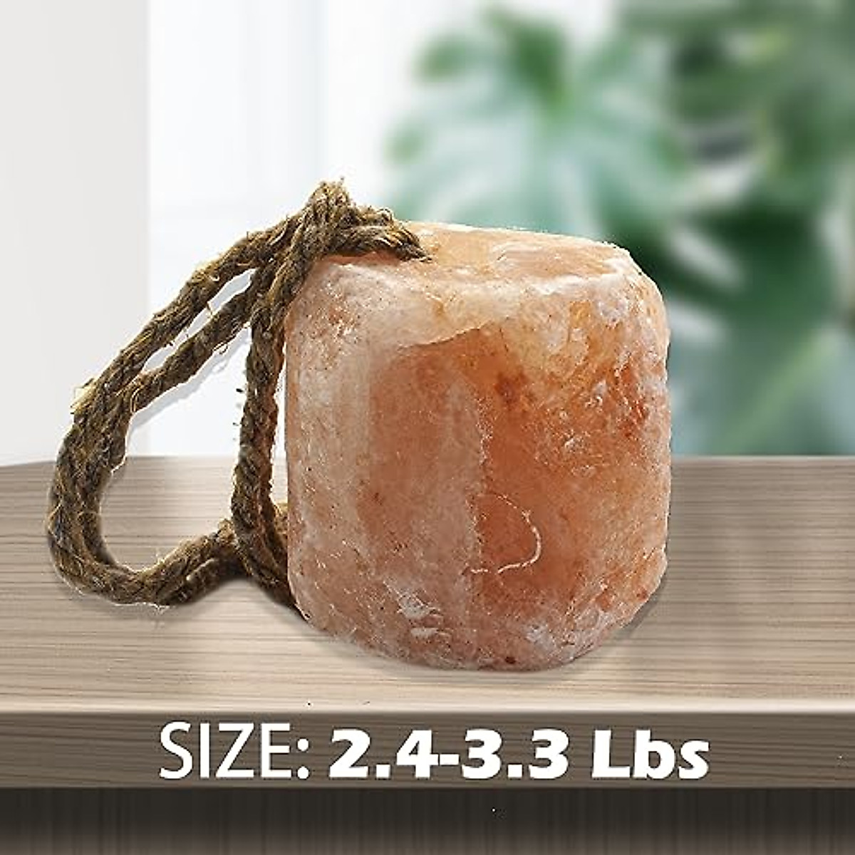 MUYG Himalayan Salt Lick Natural Minerals Block on Rope for Horses,Cattles,Deer,Goat and Other Livestock Long Lasting Original Pink Salt Lick (2.4-3.3 lbs)