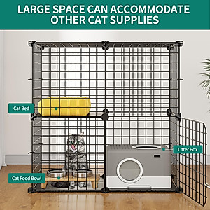 YITAHOME Indoor Cat Cage 2 Tier Kitten Cage House Outdoor Cat Enclosure Ferret Cage DIY Pet Playpen Detachable Metal Kennel for Small Animal, Kitty, Bunny, rv Travel, Camping