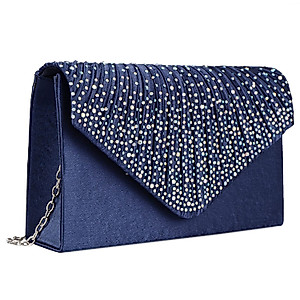 BAGLAMOR Women's Evening Handbags Elegant Envelope Clutch Purse Bag for Wedding Party Prom, Dark Blue