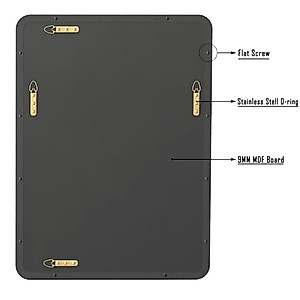 DOHEEM Wall Mirror for Bathroom - Rounded Corner Mirror Black Metal Frame 22" X 30" Hangs Horizontal Or Vertical