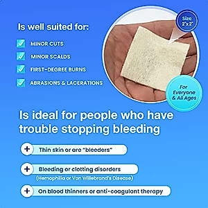 AllaQuix High Performance Stop Bleeding Gauze - Large (2"x2"Square) - (10-Pack) Professional-Grade First-Aid Hemostatic Gauze (Blood Clotting Bandage)
