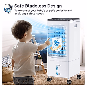 Portable Air Conditioners, 3-IN-1 Evaporative Air Cooler [5.5L Water Tank], Portable AC Unit w/ 3 Wind Speeds & 7H Timer & Remote, Room Air Conditioner Portable for Bedroom Home Office Kitchen Garage