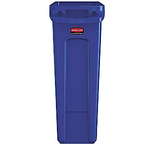Slim Jim Trash Can Waste Bin with Venting Channels, Blue Recycling for Kitchen/Office/Workspace, Pack of 4