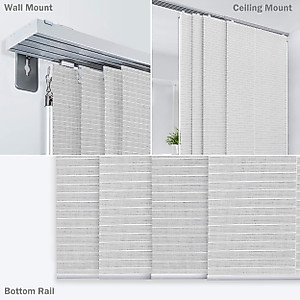 GoDear Design Adjustable Sliding Door Blinds 45.8"- 86" W x 96" H, Extendable Vertical Blinds for Patio Doors, Panel Track Blinds for Windows, Trimmable Fabric Glass Door Shades, Semi-Privacy, Zipper