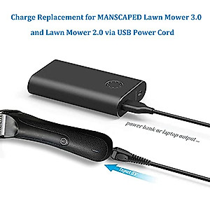 Replacement for MANSCAPED Charger for MANSCAPED Lawn Mower 3.0 & 2.0 Electric Groin Hair Trimmer, The Weed Whacker Nose and Ear Hair Trimmer Replacement MANSCAPED Lawn Mower Charger Cord (UL Listed)