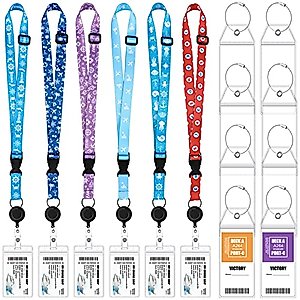 6 Sets Cruise Lanyards, Retractable Carnival Cruise Lanyard with 8 Waterproof Luggage Tag Holders Set, Adjustable Cruise Lanyard with Detachable Badge Holder for Cards Accessories (Fresh Sailing)