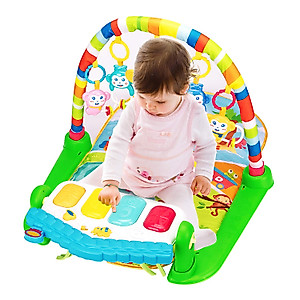 Christoy Baby Kick and Gym Play Mat Lay & Play 3 in 1 Fitness Music and Lights Fun Piano Activity Mat Infant Newborn Toys Girl Boy (Green)