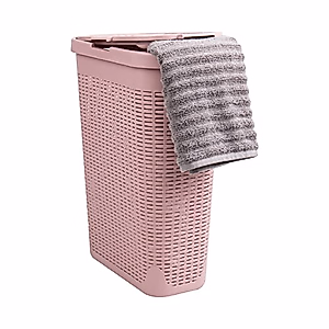 Mind Reader 40 Liter Slim Laundry Basket, Hamper with Cutout Handles, Washing Bin, Dirty Clothes Storage, Bathroom, Bedroom, Closet, Pink