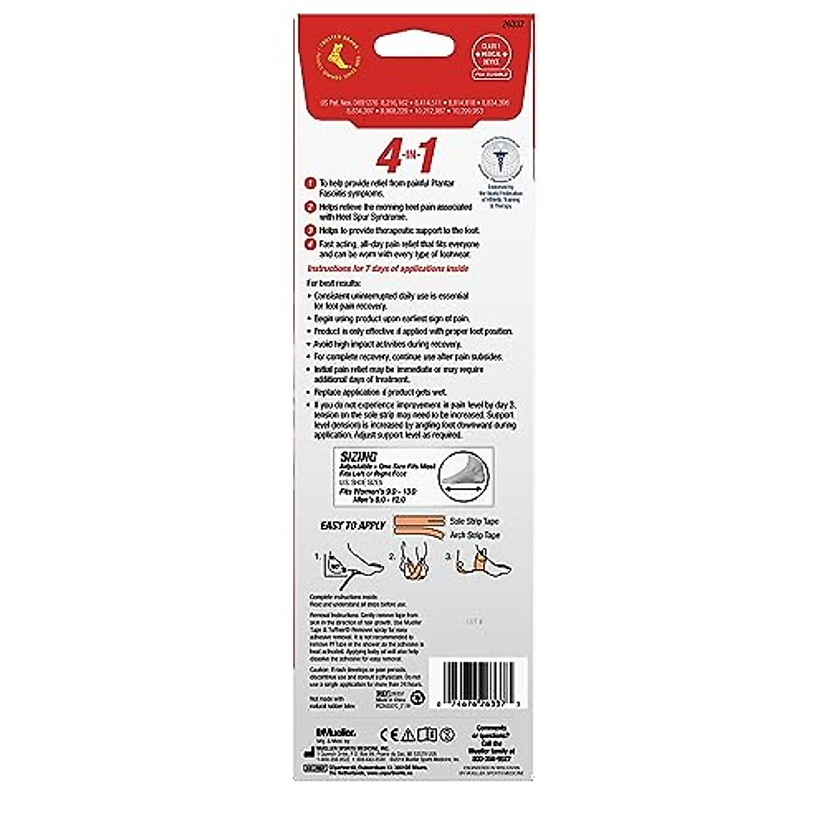 MUELLER Sports Medicine PFTape, Tape for Plantar Fasciitis for Men and Women, Regular, 3 Applications