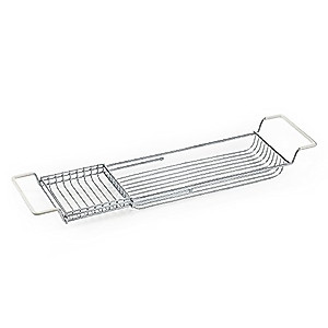 Home Intuition Stainless Steel Expandable Shower Bathtub Tray Over The Clawfoot Tub Bath Caddy
