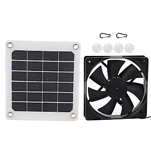 Solar Panel Fan Kit, 6V 10W Outdoor Solar Power Panel Exhaust Fan USB Charging, for Greenhouse Chicken Coop Shed Pet House, Ip65 Waterproof